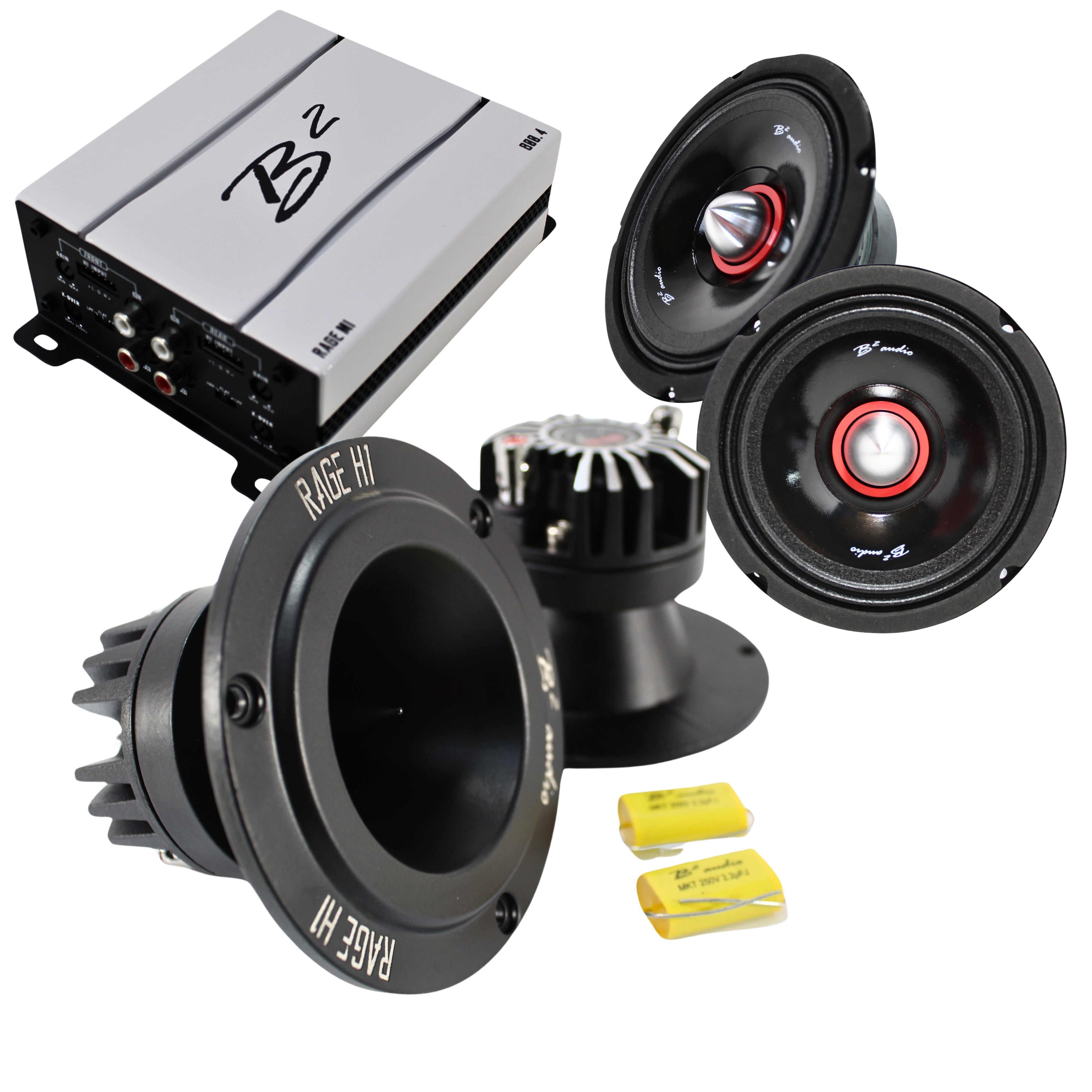B2 Audio USA | 4-CH Amp, 6.5" Speakers, 1" Tweeter Combo | 800W RMS