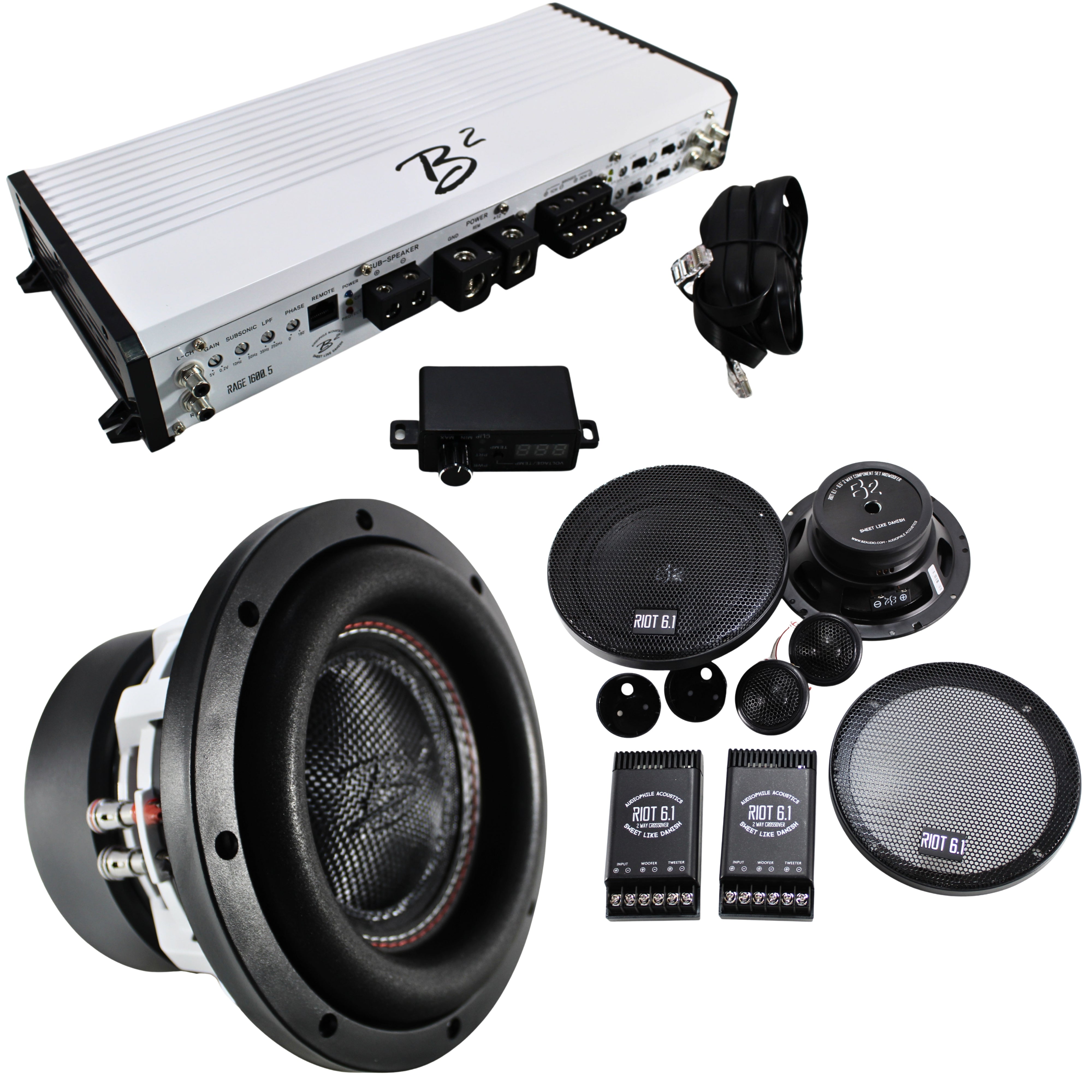 5CH Amp, 6.5" Speakers, Subs & Tweeters Set | 1.6kW RMS | B2 Audio USA