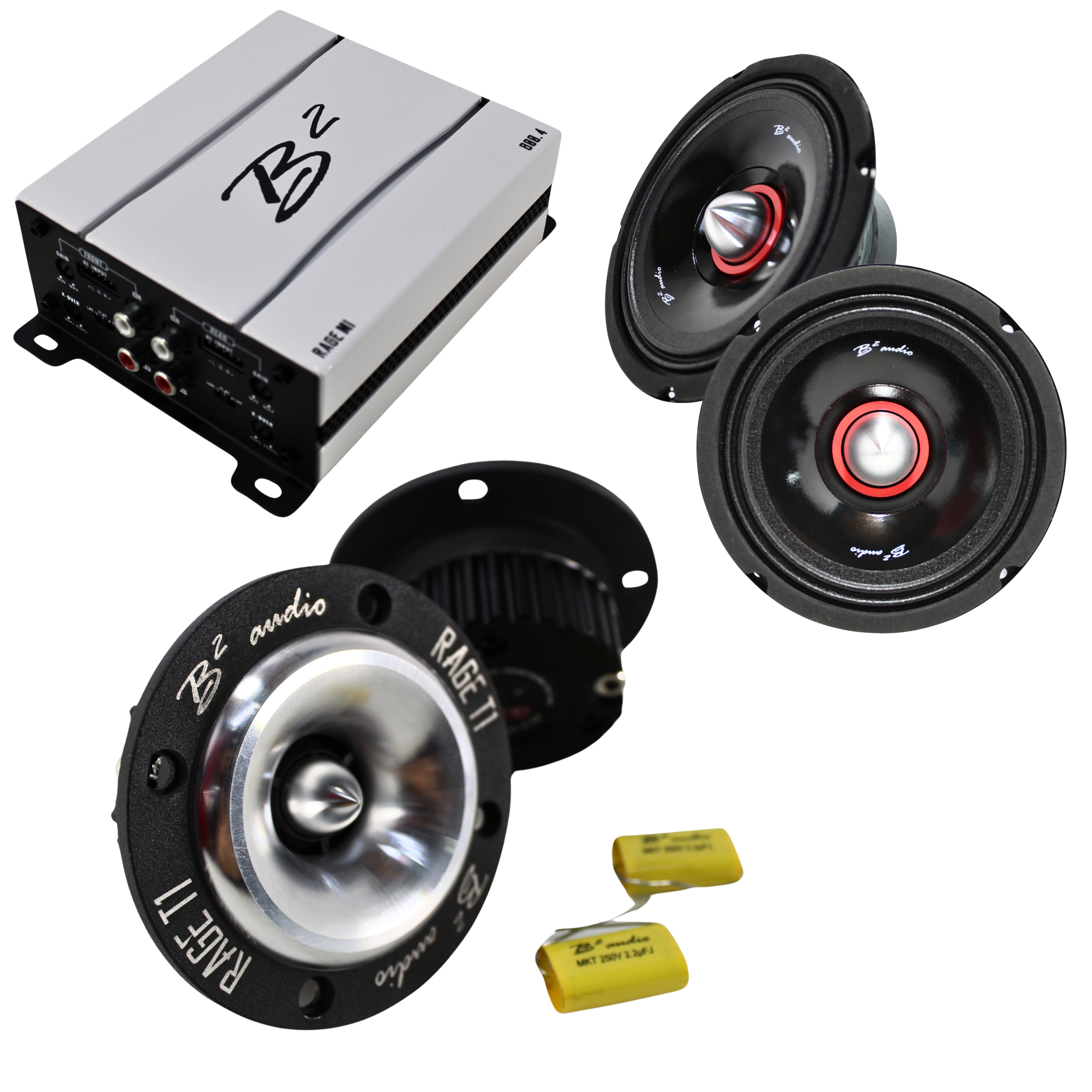 B2 Audio USA | 4-CH Amp, 6.5" Speakers, 1" Tweeter Combo | 800W RMS